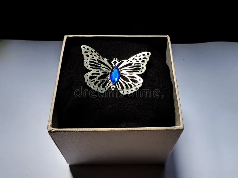 A Butterfly Accessory with Blue Gem Stock Photo - Image of object ...