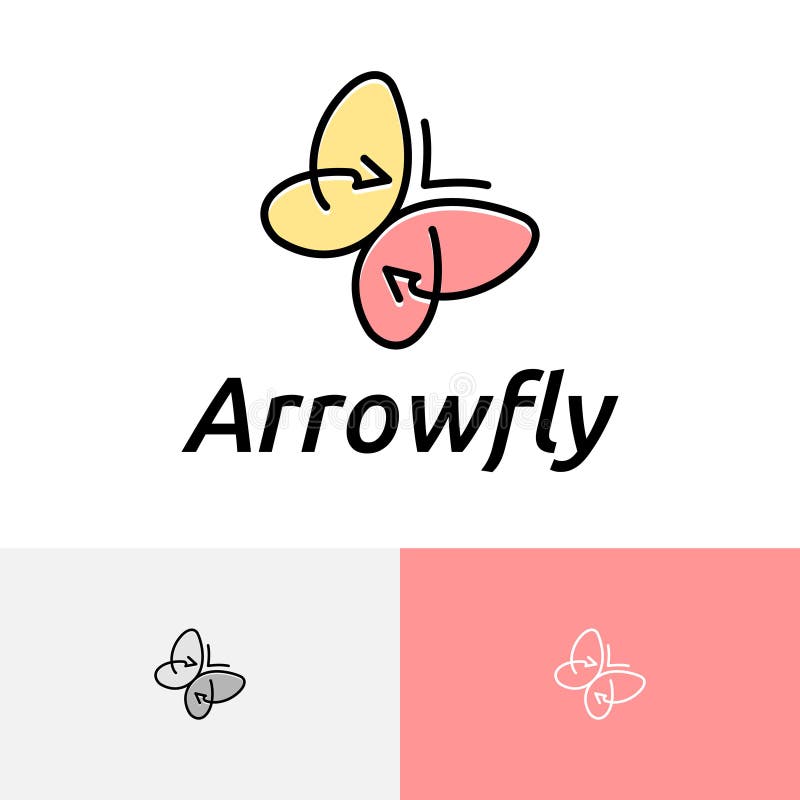 Butterfly Arrow Fly Flow Line Business Logo Stock Vector - Illustration ...