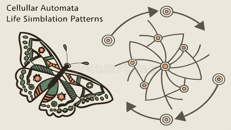 Butterfly Automata Pattern. Cellular Automata, Life Simulation Vector Design Generative AI Stock ...