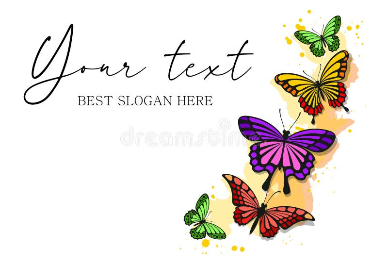 Butterfly Banner Background with Text. Elegant Nature Template Stock ...
