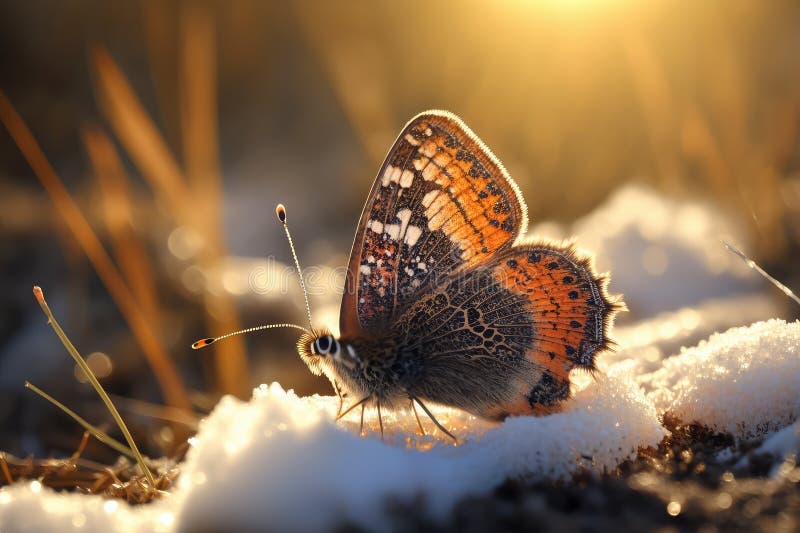 Butterfly Basking in the Warm Rays of the Sun on a Cold Winter Day ...