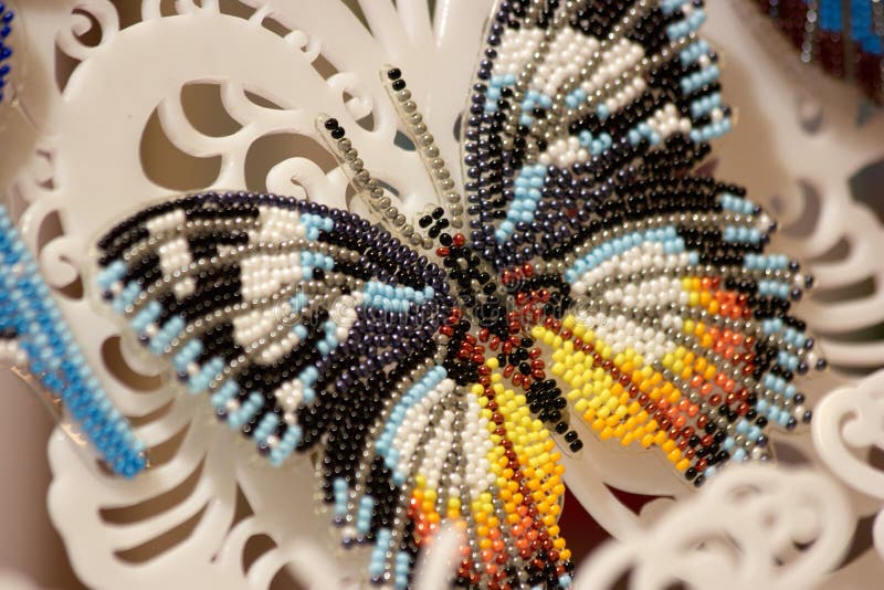 Butterfly of beads. stock image. Image of nature, linen - 173539891