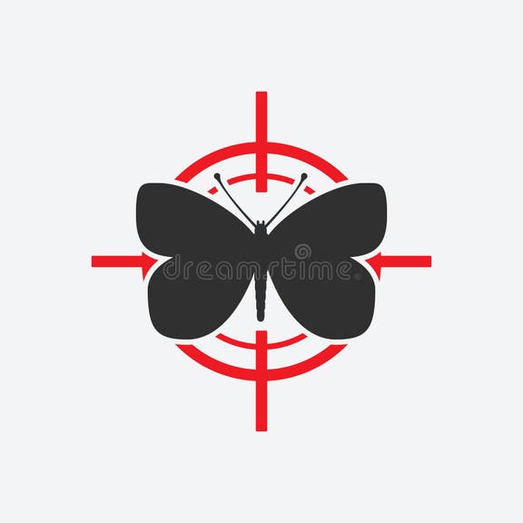 Butterfly Black Silhouette on a Red Target Stock Vector - Illustration ...