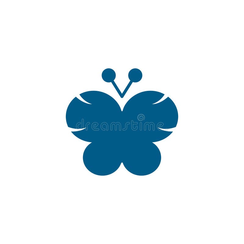 Butterfly Blue Icon on White Background. Blue Flat Style Vector ...