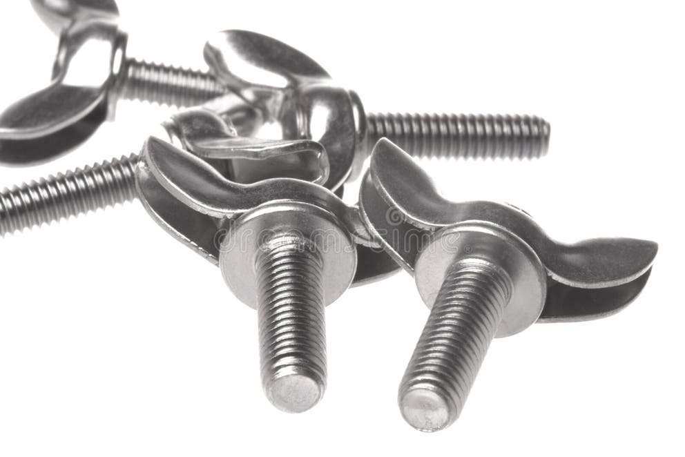 Butterfly Bolts Macro Isolated Stock Photo - Image of fastener, closeup ...