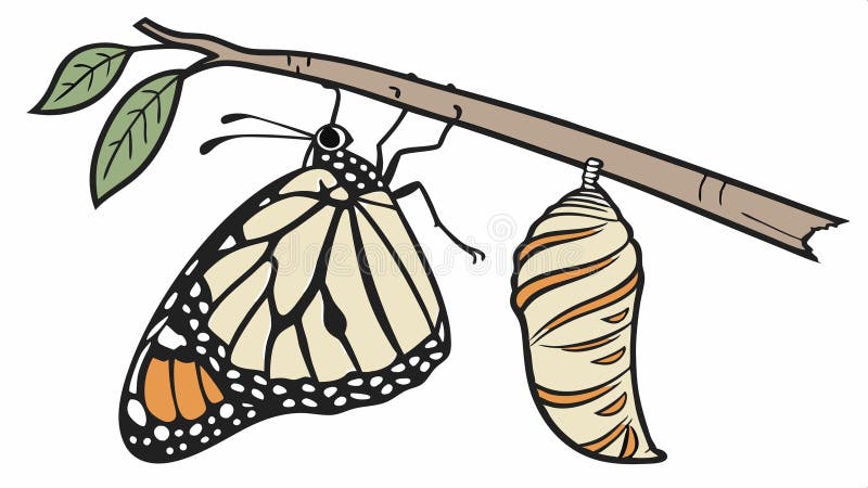 Butterfly on Branch Chrysalis, Nature and Transformation for Life Cycle ...