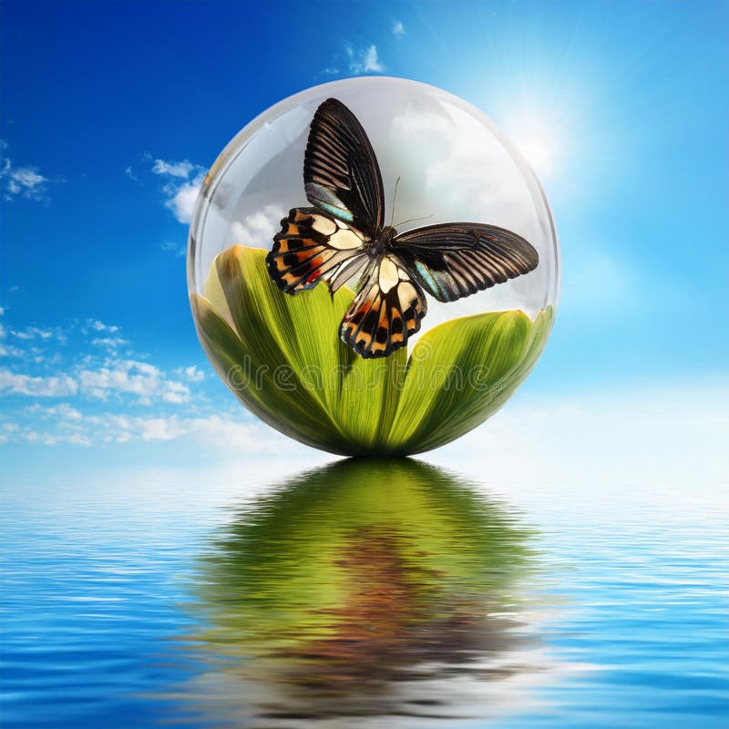 Butterfly in bubble stock illustration. Illustration of vehicle - 363716915