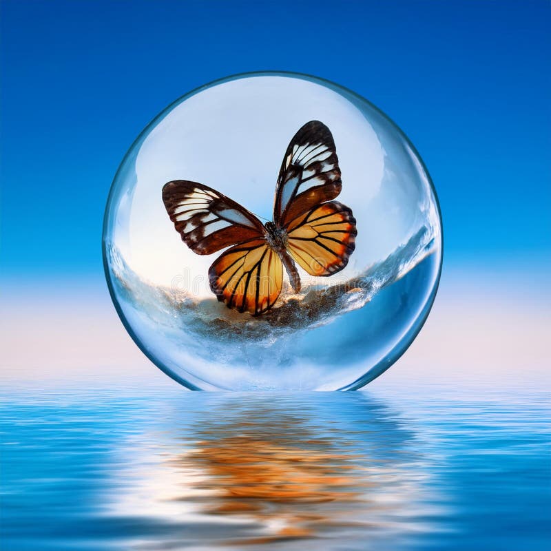 Butterfly in bubble stock illustration. Illustration of advertising ...
