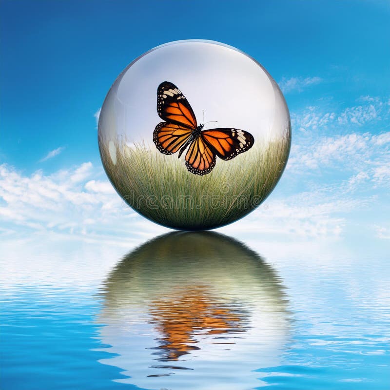 Butterfly in bubble stock illustration. Illustration of cartoon - 363717057