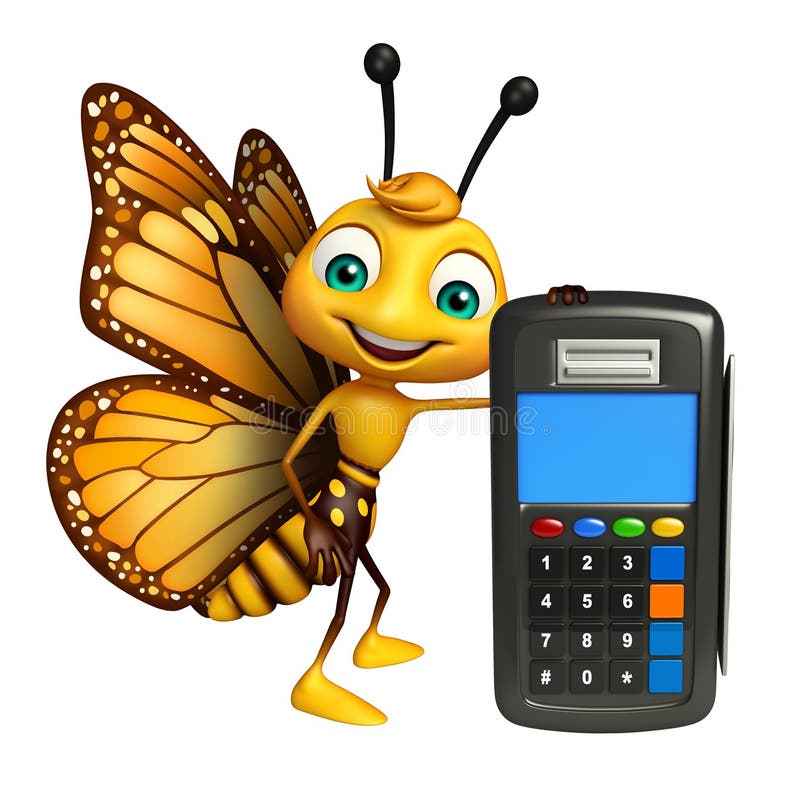 Butterfly Cartoon Character with Swap Machine Stock Illustration ...