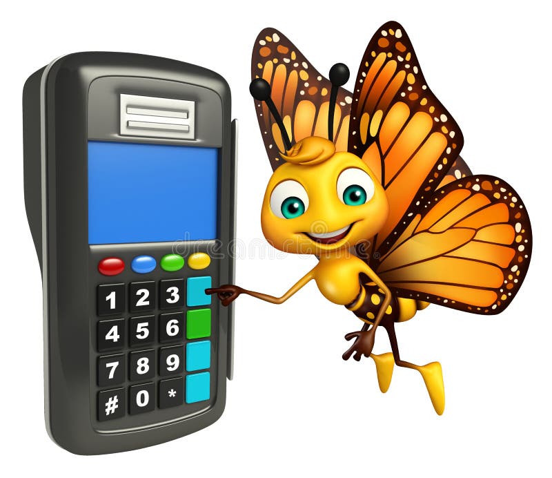 Butterfly Cartoon Character with Swap Machine Stock Illustration ...