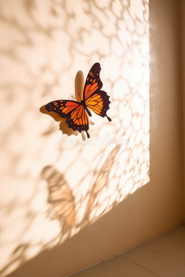 Butterfly Casting a Shadow on a Bright Wall Stock Illustration ...