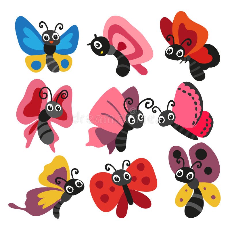 Butterfly Character Vector Design Stock Vector - Illustration of cute ...
