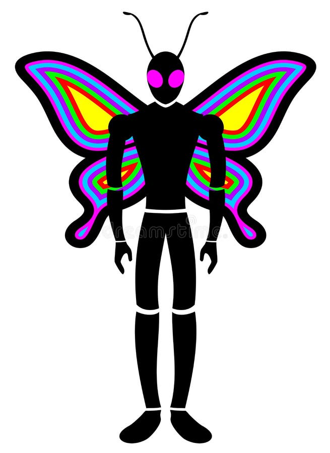 Cartoon Man With Butterfly Wings Stock Illustration - Illustration of ...