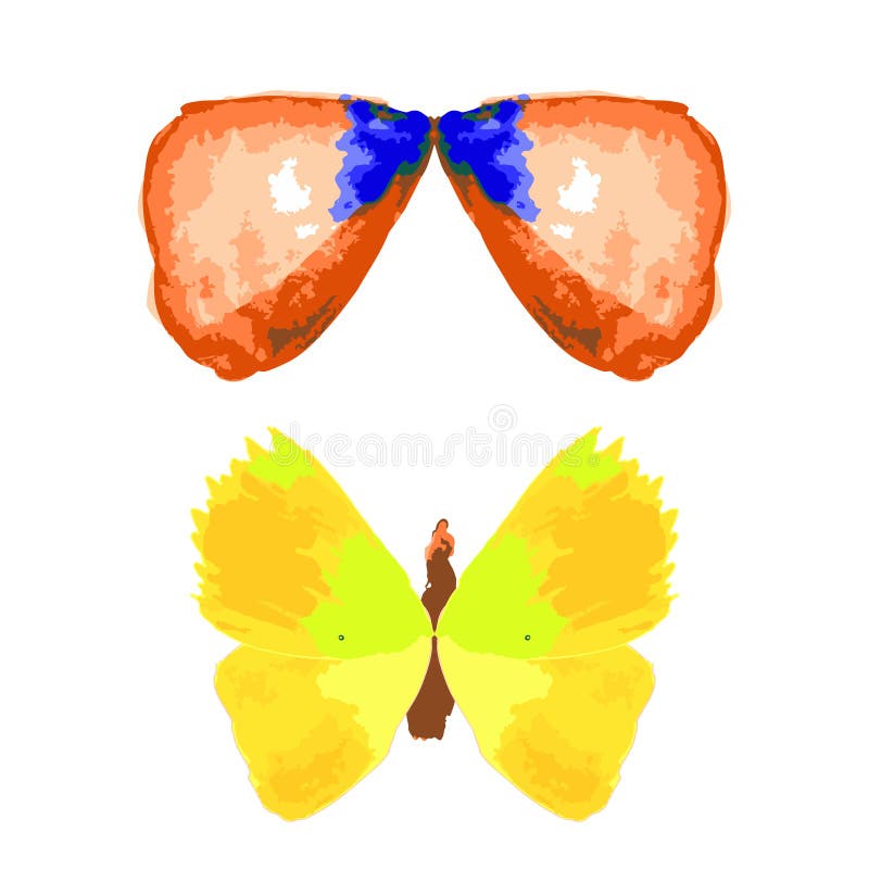 Butterfly Colored Print Splash Collection Set Stock Vector ...