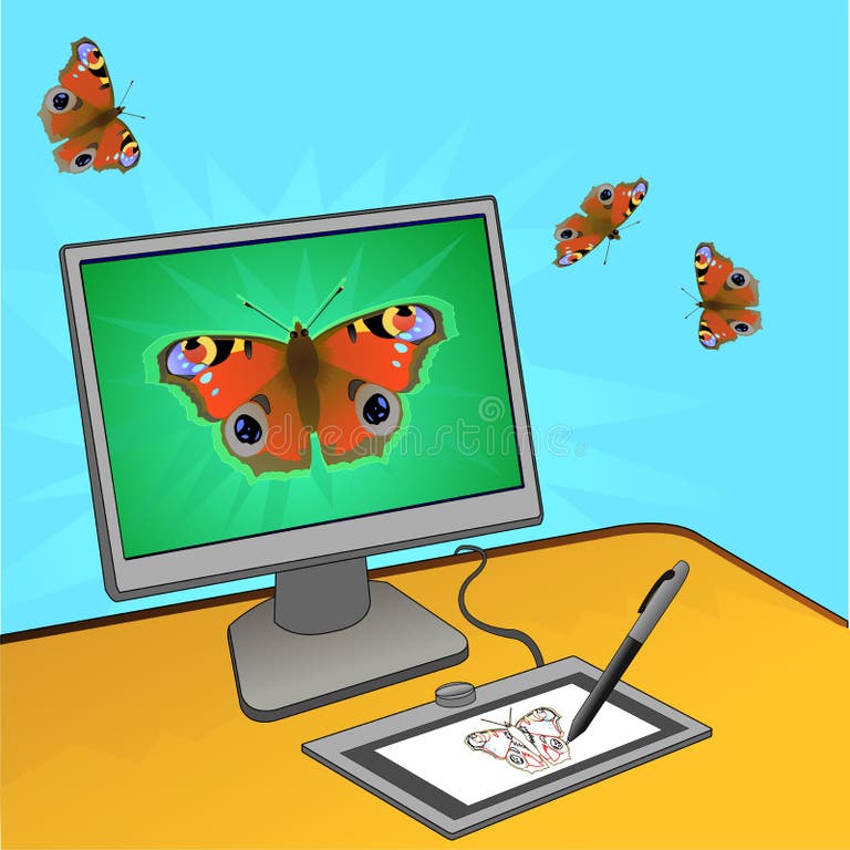 Butterfly computer design stock vector. Illustration of design - 14366903