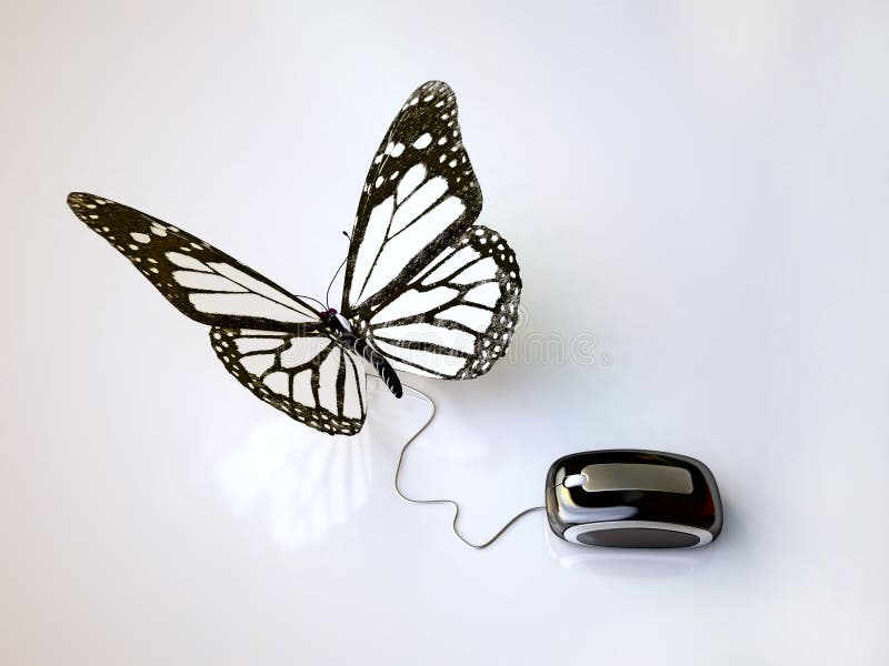 Butterfly with Computer Mouse Stock Illustration - Illustration of ...