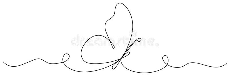 Butterfly Continuous Line Art Drawing. Stock Vector - Illustration of ...