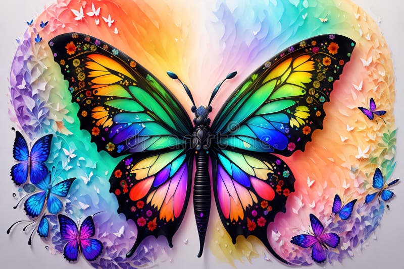 Butterfly Design with Multi Color by AI Generated Stock Illustration ...