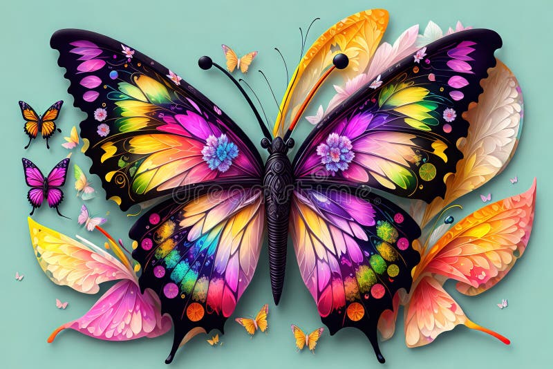 Butterfly Design with Multi Color by AI Generated Stock Illustration ...