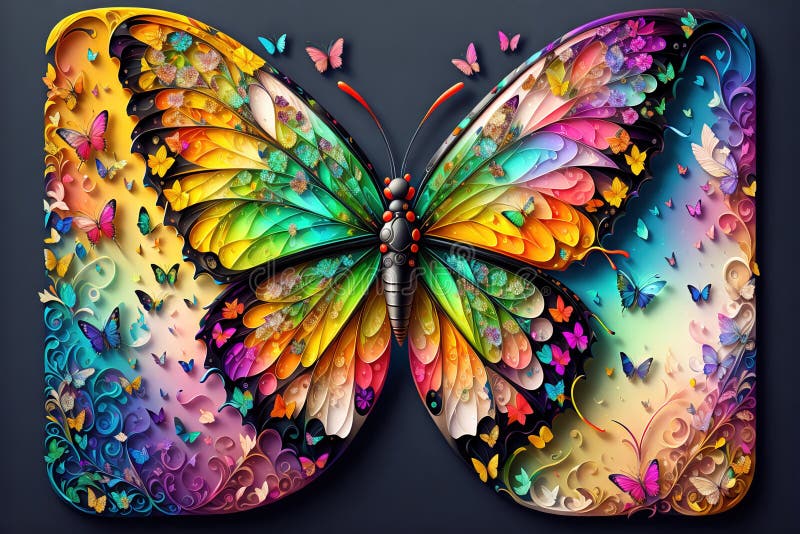 Butterfly Design with Multi Color by AI Generated Stock Illustration ...