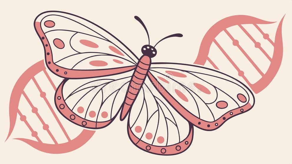Butterfly with DNA Strand Wings Science Graphic Vector Design ...