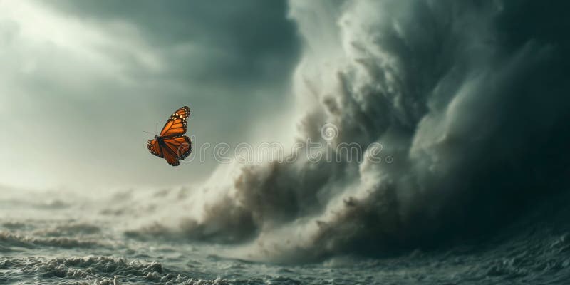 Butterfly Effect Gracefully Flies Amidst Massive Wave and Looming ...