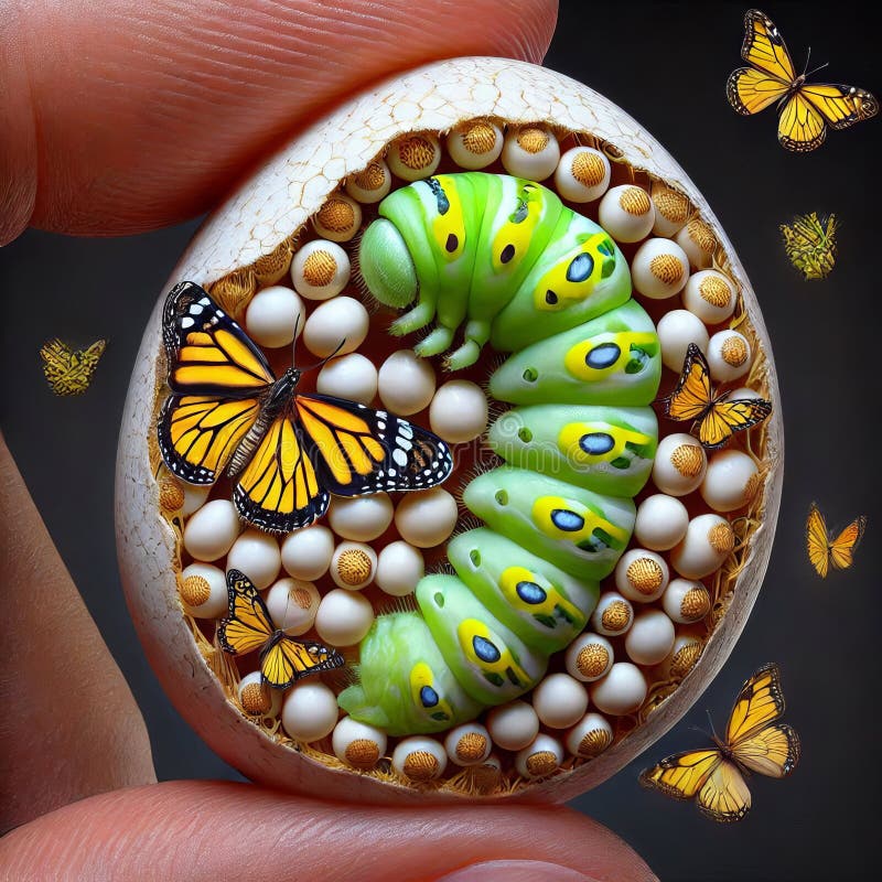 Butterfly Egg Hatching Detail Present the Process of Butterfly E Stock ...