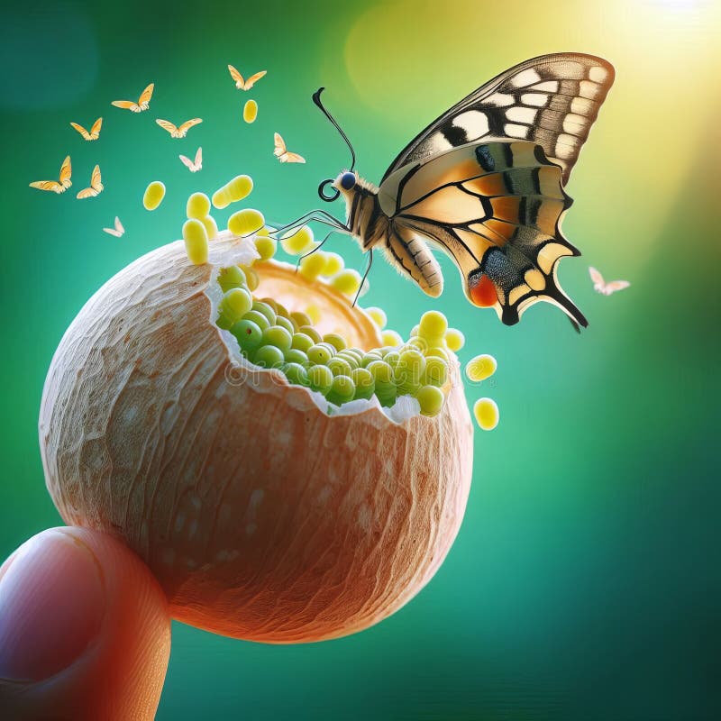 Butterfly Egg Hatching Detail Present the Process of Butterfly E Stock ...