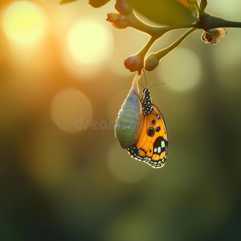 Butterfly Emergence from Chrysalis in Nature Stock Illustration ...
