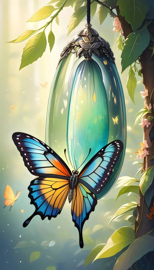 Butterfly Emerging from Its Chrysalis Macro Shot, Symbolic ...
