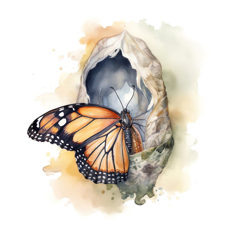 Butterfly Emerging From Cocoon Drawing