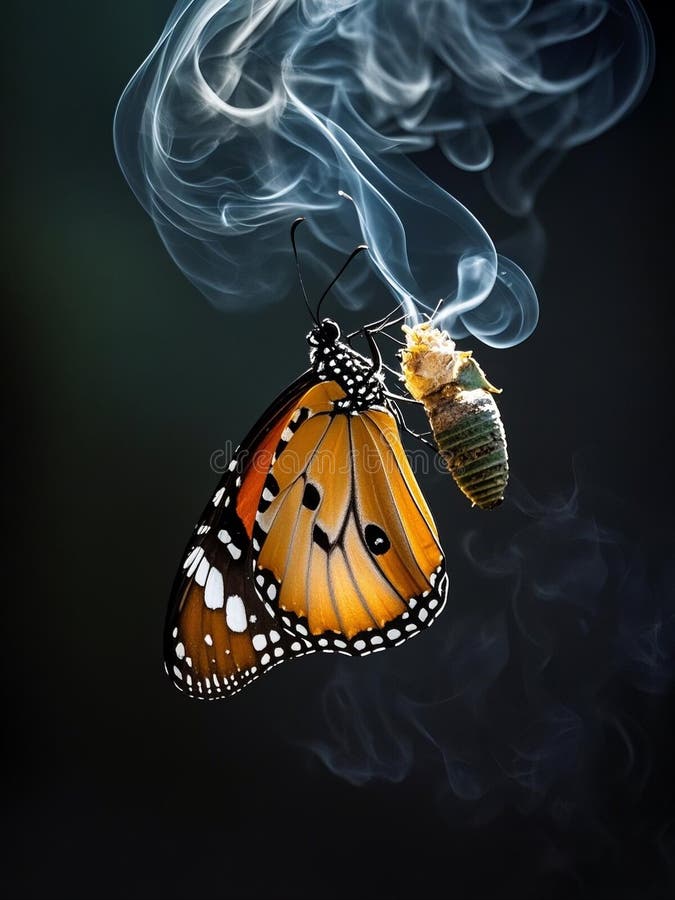 Butterfly Emerging from Smoke, Ethereal Beauty. Nature and ...