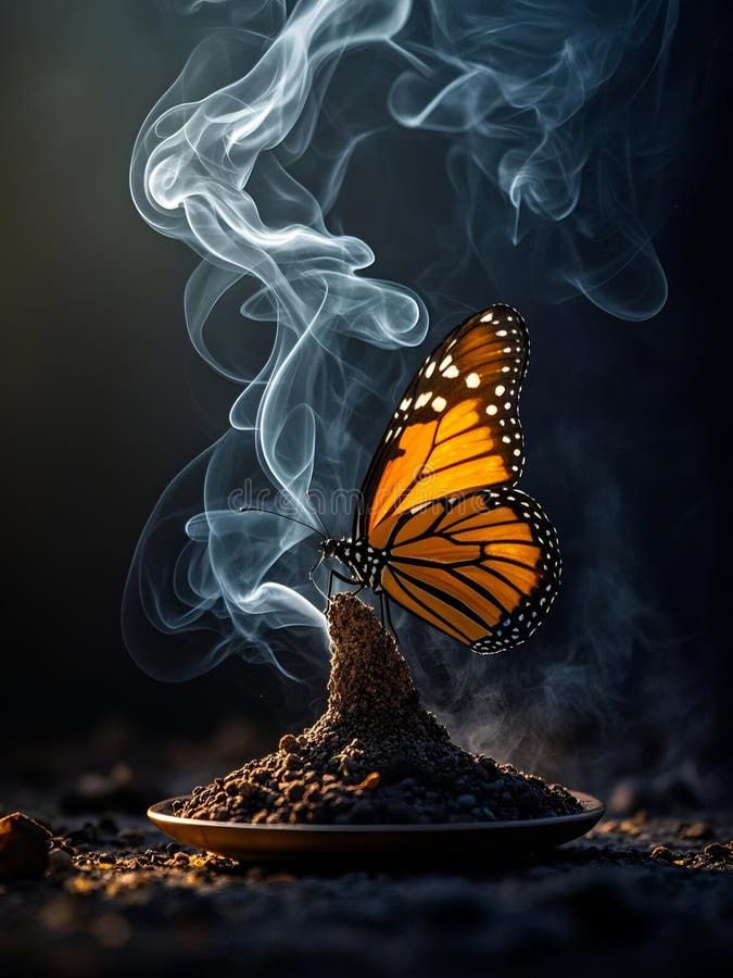 Butterfly Emerging from Smoke, Ethereal Beauty. Nature and ...