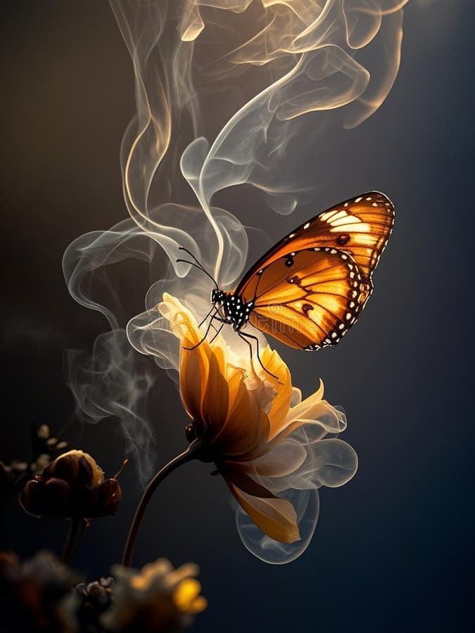 Butterfly Emerging from Smoke, Ethereal Beauty. Nature and ...