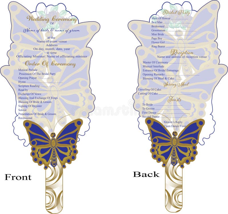 Butterfly Fan Wedding Program Stock Vector - Illustration of ...
