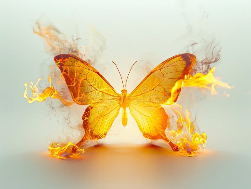 A Butterfly is on Fire with Flames Stock Photo - Image of bowl, table ...