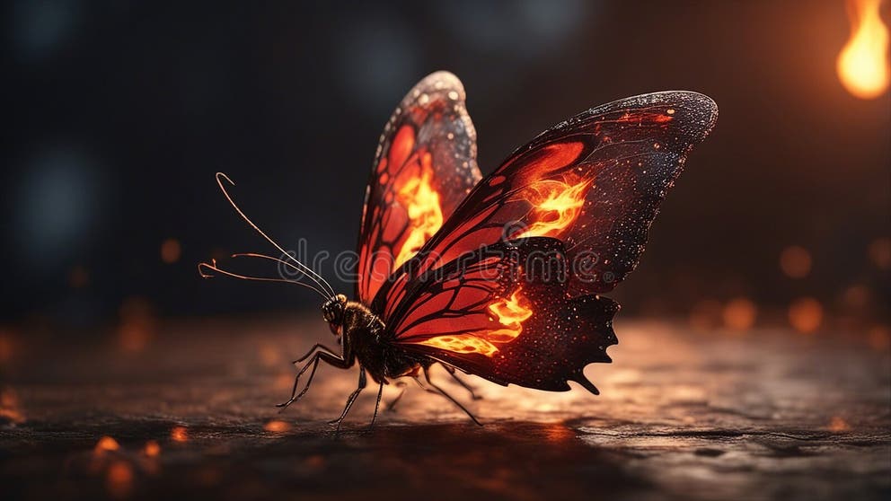 Butterfly on Fire Render of a Demon Butterfly with Flames Stock ...
