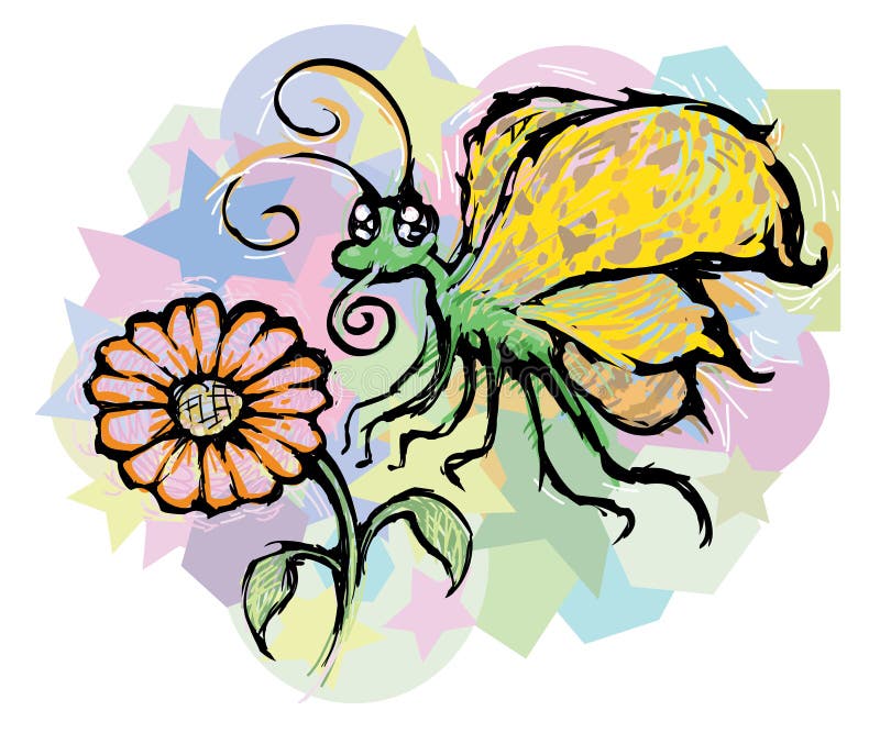 Butterfly and Flower stock vector. Illustration of cartoon - 47891541