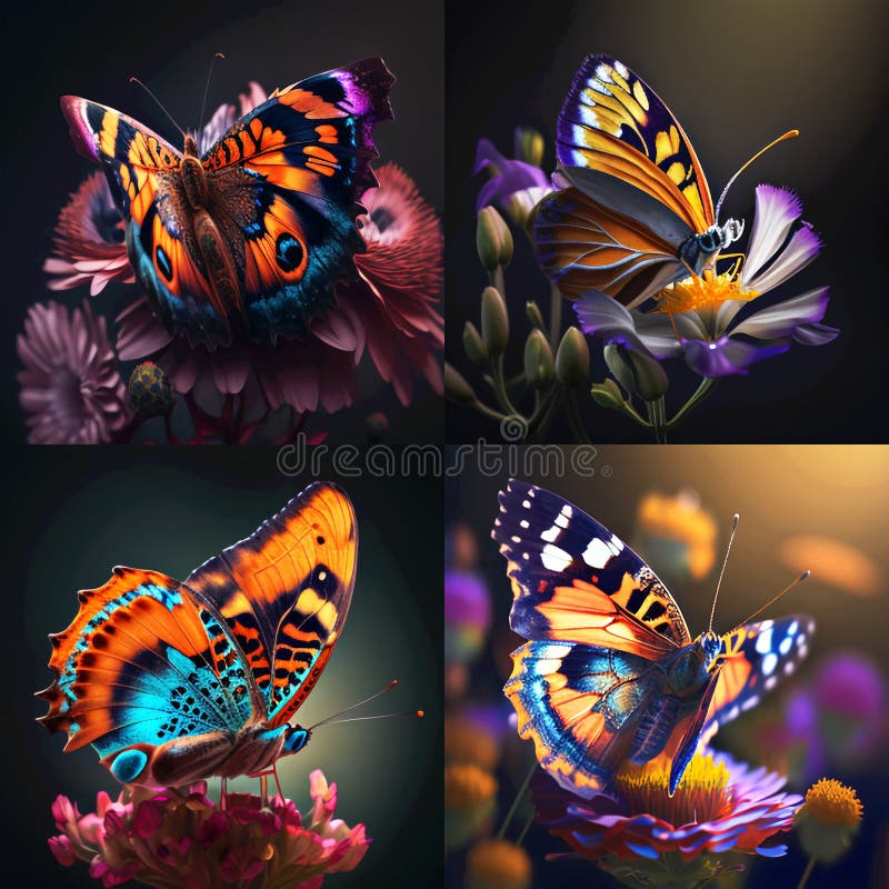 Butterfly on a Flower. Collage. Generative AI. Copy Space Stock ...