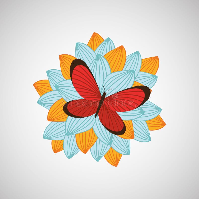 Butterfly and Flower Design Stock Illustration - Illustration of sketch ...