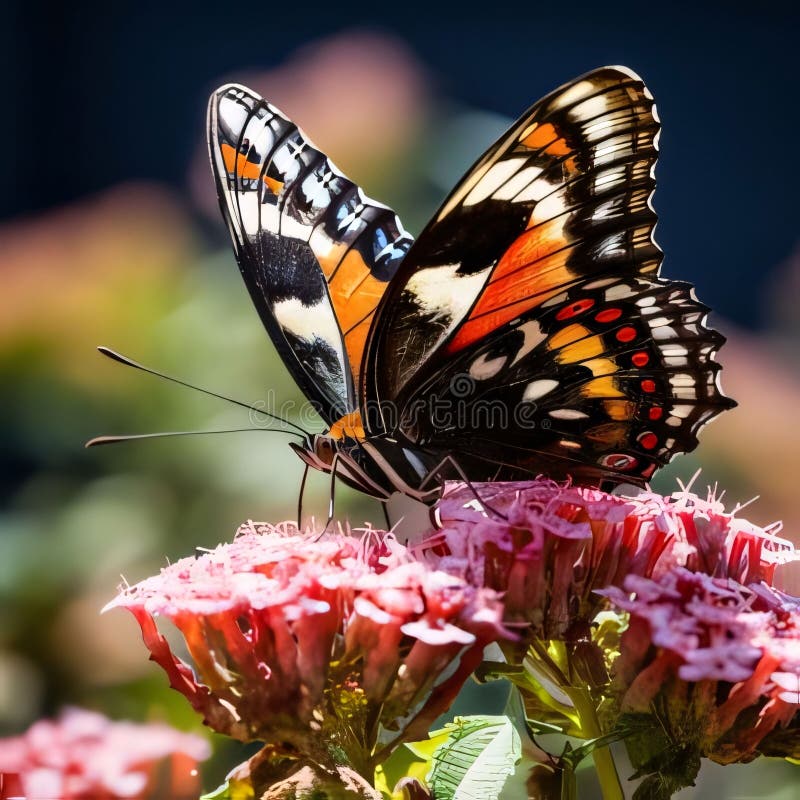 Butterfly on a Flower in a Garden in the Summer Stock Illustration ...