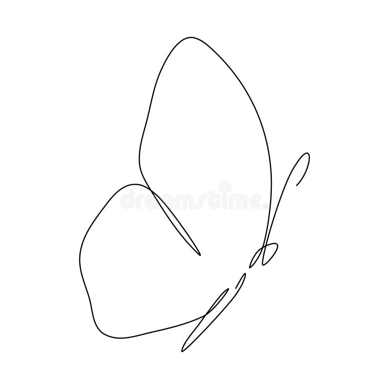 Butterfly Flying Continuous Line Art Drawing Stock Illustration ...