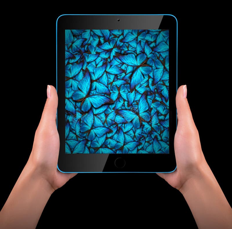 Butterfly Flying Out from Tablet Computer Stock Image - Image of ...