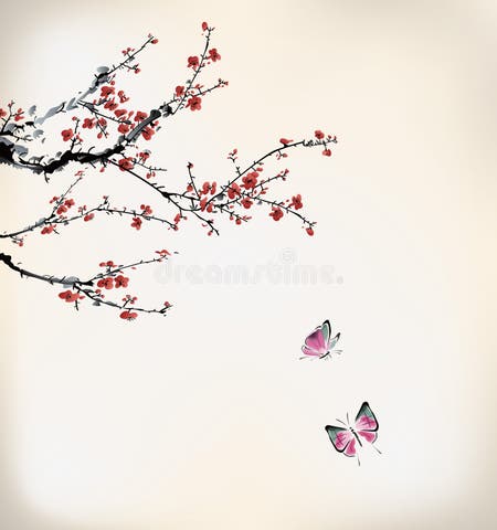 Butterfly and winter sweet stock vector. Illustration of wintersweet ...