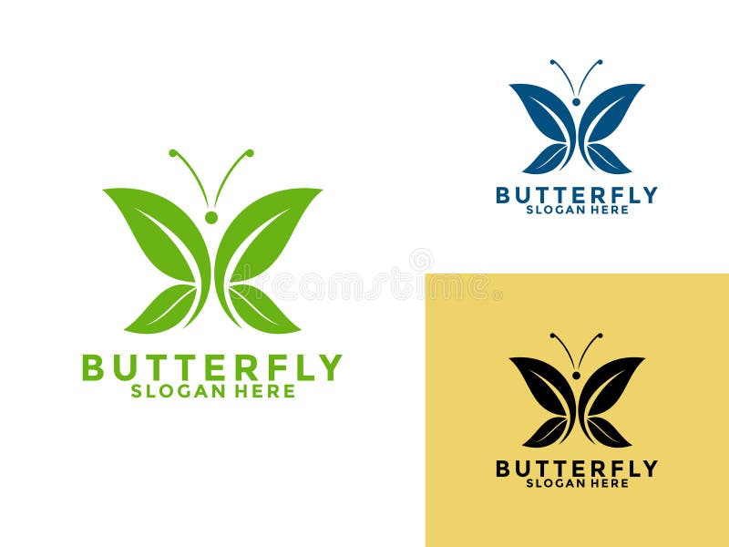 Butterfly Formed from Green Leaf, Butterfly Logo Design Stock Vector ...