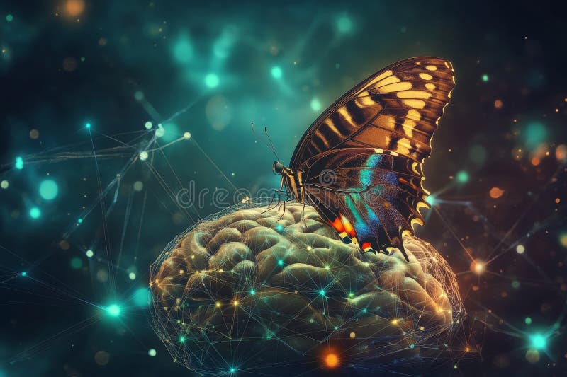 A Butterfly Gracefully Perches on a Brain Model, Representing the Link ...