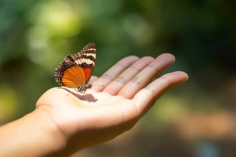 Butterfly in hand stock image. Image of hand, design - 281052531