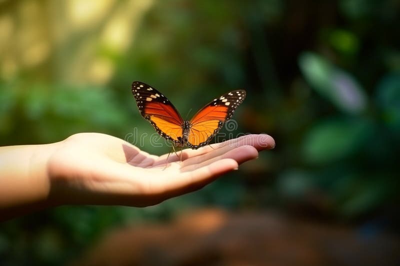 Butterfly in hand stock image. Image of capturing, happiness - 281052537