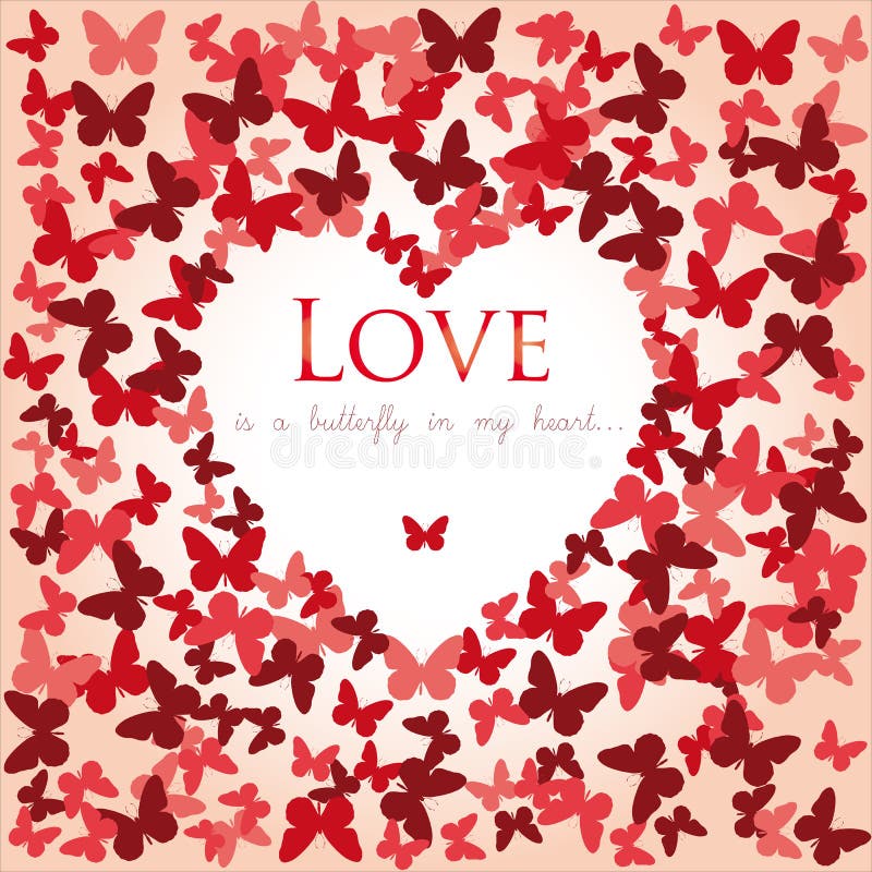 Valentin S Butterfly Heart Frame Stock Vector - Illustration of life ...